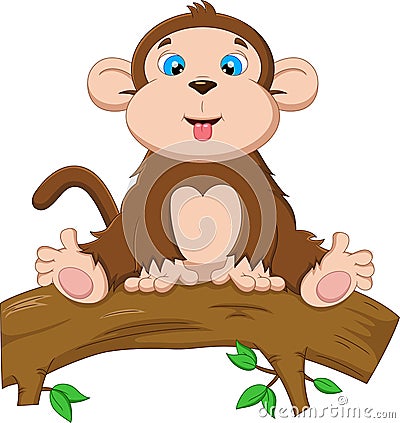 Cartoon Monkey Sitting On Tree | CartoonDealer.com #217445393