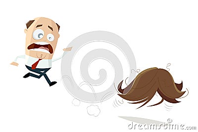Cartoon Illustration A Wig Escaping From Its Wearer | CartoonDealer.com ...
