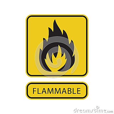 Danger Warning Circle Yellow Sign. Flammable Sign Vector Icon. Isolated ...