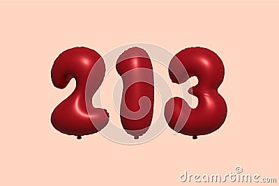 Red Helium Balloon 3D Number 213 Cartoon Vector | CartoonDealer.com ...