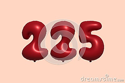 Red Helium Balloon 3D Number 225 Cartoon Vector | CartoonDealer.com ...