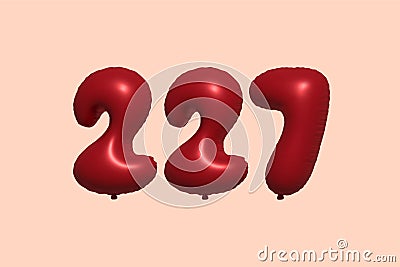 Red Helium Balloon 3D Number 227 Cartoon Vector | CartoonDealer.com ...