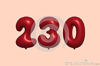 Red Helium Balloon 3D Number 230 Cartoon Vector | CartoonDealer.com ...