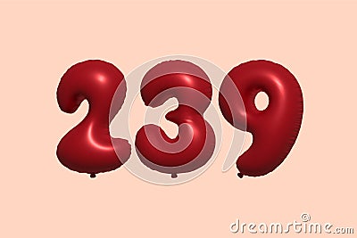 Red Helium Balloon 3D Number 239 Cartoon Vector | CartoonDealer.com ...