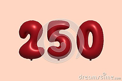 Red Helium Balloon 3D Number 250 Cartoon Vector | CartoonDealer.com ...