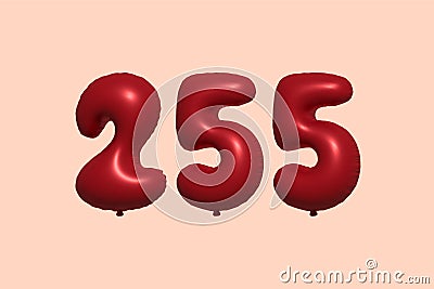 Red Helium Balloon 3D Number 255 Cartoon Vector | CartoonDealer.com ...