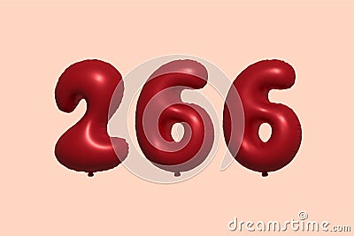 Red Helium Balloon 3D Number 266 Vector Illustration | CartoonDealer ...