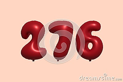 Red Helium Balloon 3D Number 276 Vector Illustration | CartoonDealer ...