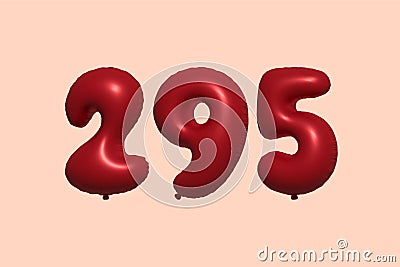 Red Helium Balloon 3D Number 295 Vector Illustration | CartoonDealer ...