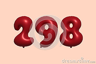 Red Helium Balloon 3D Number 298 Vector Illustration | CartoonDealer ...