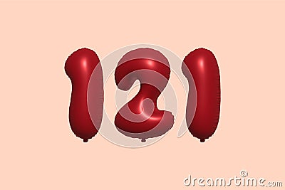Red Helium Balloon 3D Number 121 Cartoon Vector | CartoonDealer.com ...