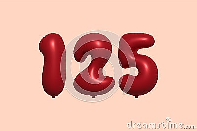 Red Helium Balloon 3D Number 125 Cartoon Vector | CartoonDealer.com ...