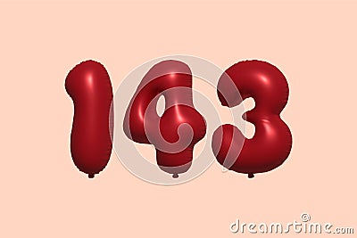 Red Helium Balloon 3D Number 143 Cartoon Vector | CartoonDealer.com ...