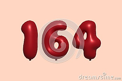 Red Helium Balloon 3D Number 164 Vector Illustration | CartoonDealer ...