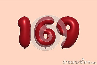 Red Helium Balloon 3D Number 169 Cartoon Vector | CartoonDealer.com ...