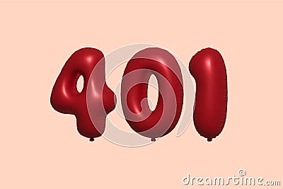 Red Helium Balloon 3D Number 401 Vector Illustration | CartoonDealer ...