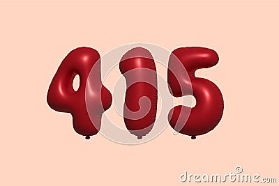 Red Helium Balloon 3D Number 415 Vector Illustration | CartoonDealer ...
