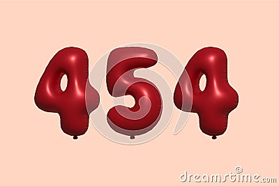 Red Helium Balloon 3D Number 454 Vector Illustration | CartoonDealer ...