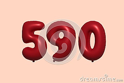 Red Helium Balloon 3D Number 590 Cartoon Vector | CartoonDealer.com ...