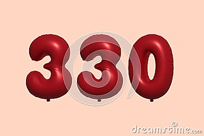Red Helium Balloon 3D Number 330 Vector Illustration | CartoonDealer ...