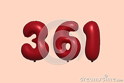 Red Helium Balloon 3D Number 361 Vector Illustration | CartoonDealer ...