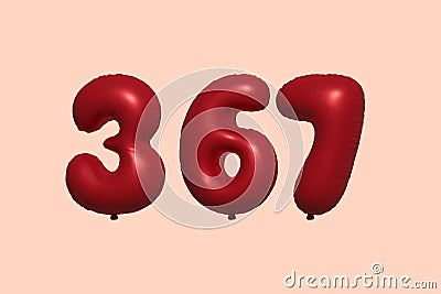 Red Helium Balloon 3D Number 366 Cartoon Vector | CartoonDealer.com ...