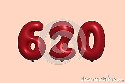 Red Helium Balloon 3D Number 620 Cartoon Vector | CartoonDealer.com ...