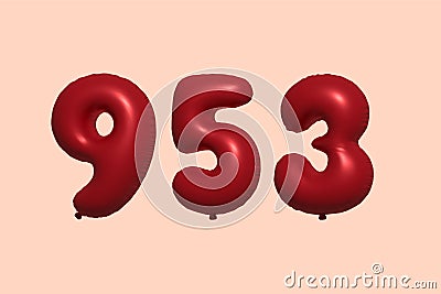 Red Helium Balloon 3D Number 953 Cartoon Vector | CartoonDealer.com ...