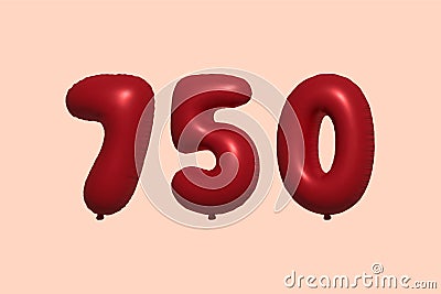 Red Helium Balloon 3D Number 750 Cartoon Vector | CartoonDealer.com ...