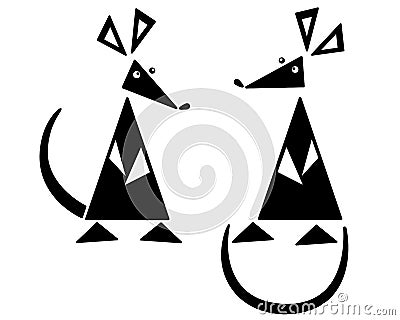 Mice From Triangles, Funny Animal From Geometric Shapes - Vector ...