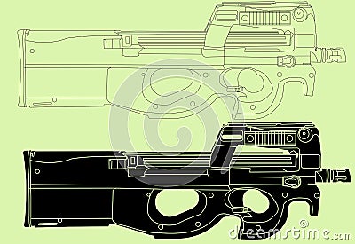 FN-P90 Machine Gun Cartoon Vector | CartoonDealer.com #258273299