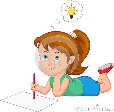 Little Girl Thinking Cartoon | CartoonDealer.com #266459439