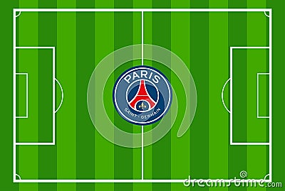 PSG Paris Saint Germain FC Logo On Green Field Vector Illustration ...