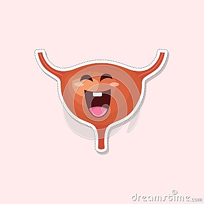 Cute Bladder Character Funny Human Body Organs Sticker Vector ...