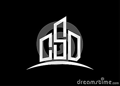 Letter CSD Building Vector Monogram Logo Design Template. Building ...