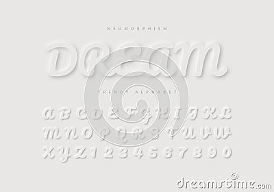 Trendy Neumorphism Font. Modern Alphabet, Letters And Numbers Cartoon ...