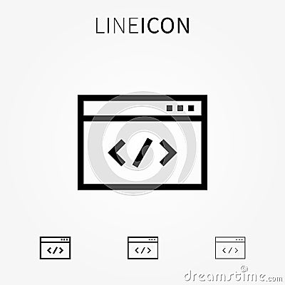 Web Coding Line Art Pictogram Vector Illustration | CartoonDealer.com ...