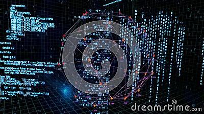 Web of Connections Forming a Globe and Data Processing Against Blue ...