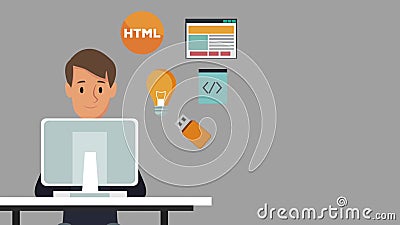 Web Developer Working HD Animation Stock Video - Video of html ...