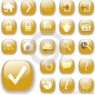 Web Gold Shiny Button Icons Royalty Free Stock Images - Image: 3592759