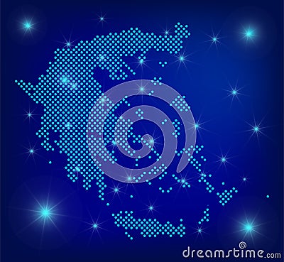 Greece Map In Blue. Dotted Map. Dots Hellenic Republic Map With ...