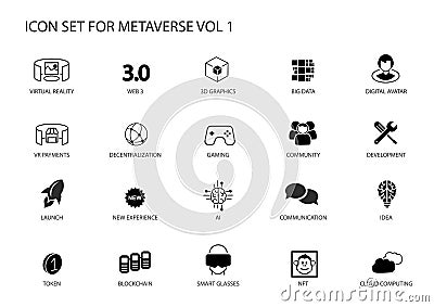 Metaverse Vector Icon Set. Various Symbols For The Meta Verse Concept ...