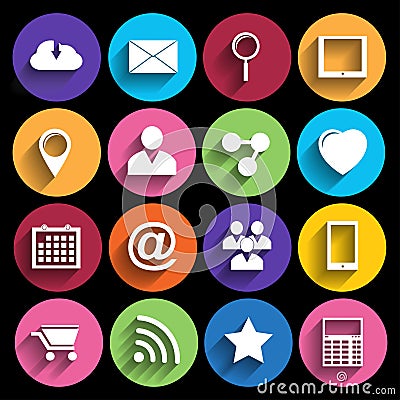 Flat Ui Design Icons. Multimedia. Stock Vector - Illustration of ...
