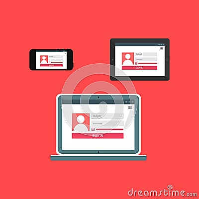 Web Template Of Adaptive Login Form Royalty-Free Stock Photo ...