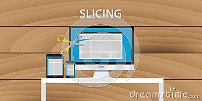 Web Website Slicing Process Development Application Html Design Cartoon ...