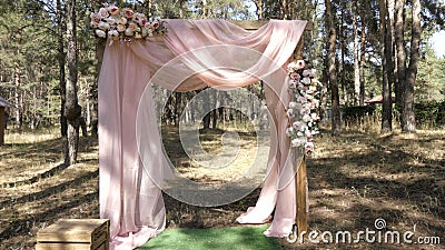 Wedding arch in the forest stock footage. Video of ceremony - 160846228