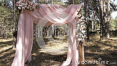 Wedding arch in the forest stock video. Video of ceremony - 160847075
