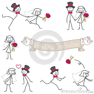 Wedding Couple Stickman Bride And Groom Stock Vector - Image: 38950994