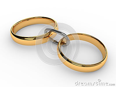 Wedding Gold Rings Connected Chain Stock Illustration - Image: 64766863
