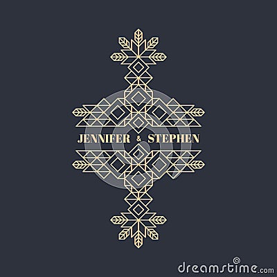 Set of Geometryc and Floral Linear Monogram Design. Line Art Elements ...